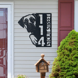 Black Mounth Cur Address Sign | Custom Metal Vertical House Number Pla