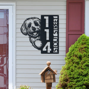 Goldendoodle Address Sign | Custom Metal Vertical House Number Plaque