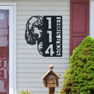 Poodle Address Sign | Custom Metal Vertical House Number Plaque | Pet