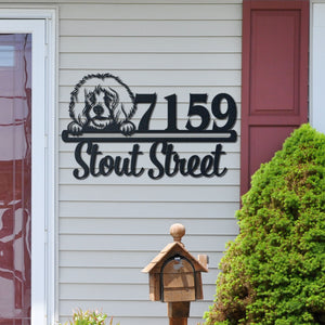 Poodle Address Sign | Personalized Metal House Number Plaque | Dog Lov
