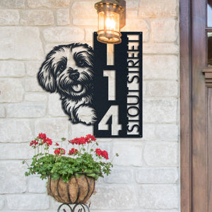 Goldendoodle Address Sign | Custom Metal Vertical House Number Plaque