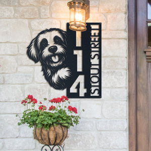 Goldendoodle Address Sign | Custom Metal Vertical House Number Plaque