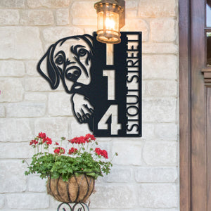Vizsla Address Sign | Custom Metal Vertical House Number Plaque | Pet