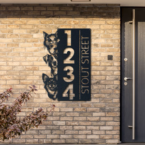 Dog Cat House Number, Dog Cat Address Sign, Vertical House Number Plaq