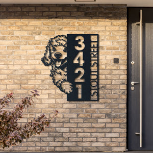 Dog House Number, Dog Address Sign, Vertical House Number Plaque for O