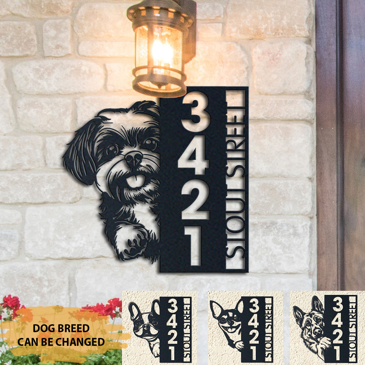 Dog House Number, Dog Address Sign, Vertical House Number Plaque for O